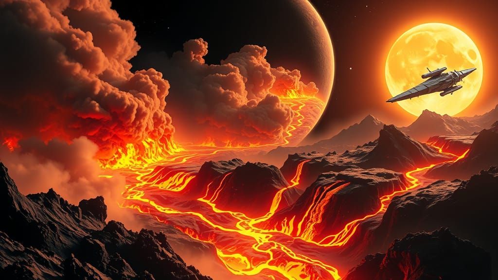 Vibrant Planet in Turbulent Volcanic Upheaval, Ren... - AI Art