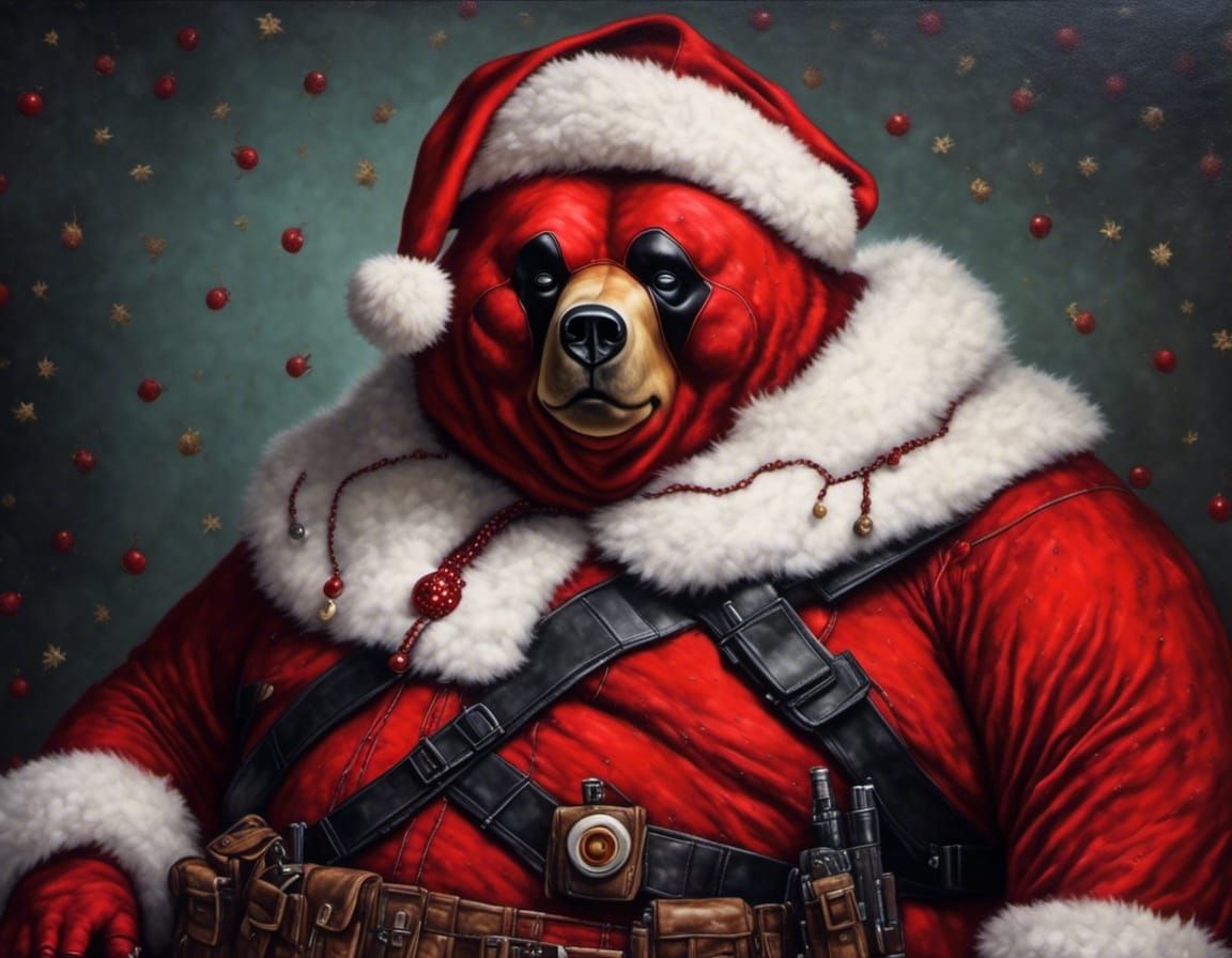 Portrait: "Obese Bear Deadpool Santa":- - AI Generated Artwork ...