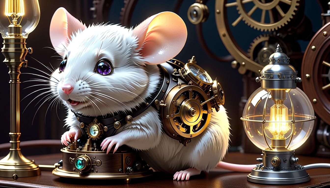 Steampunk mouse lamp, Clayton Crane, Featured On Pixiv, Key Art ...