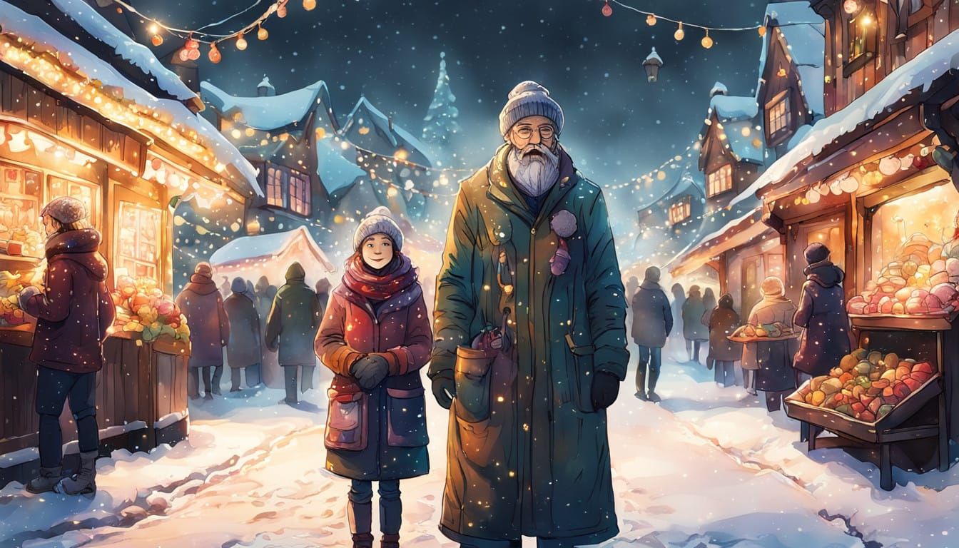 Winter Market - Winter Wonderland Christmas Market Scene in ...