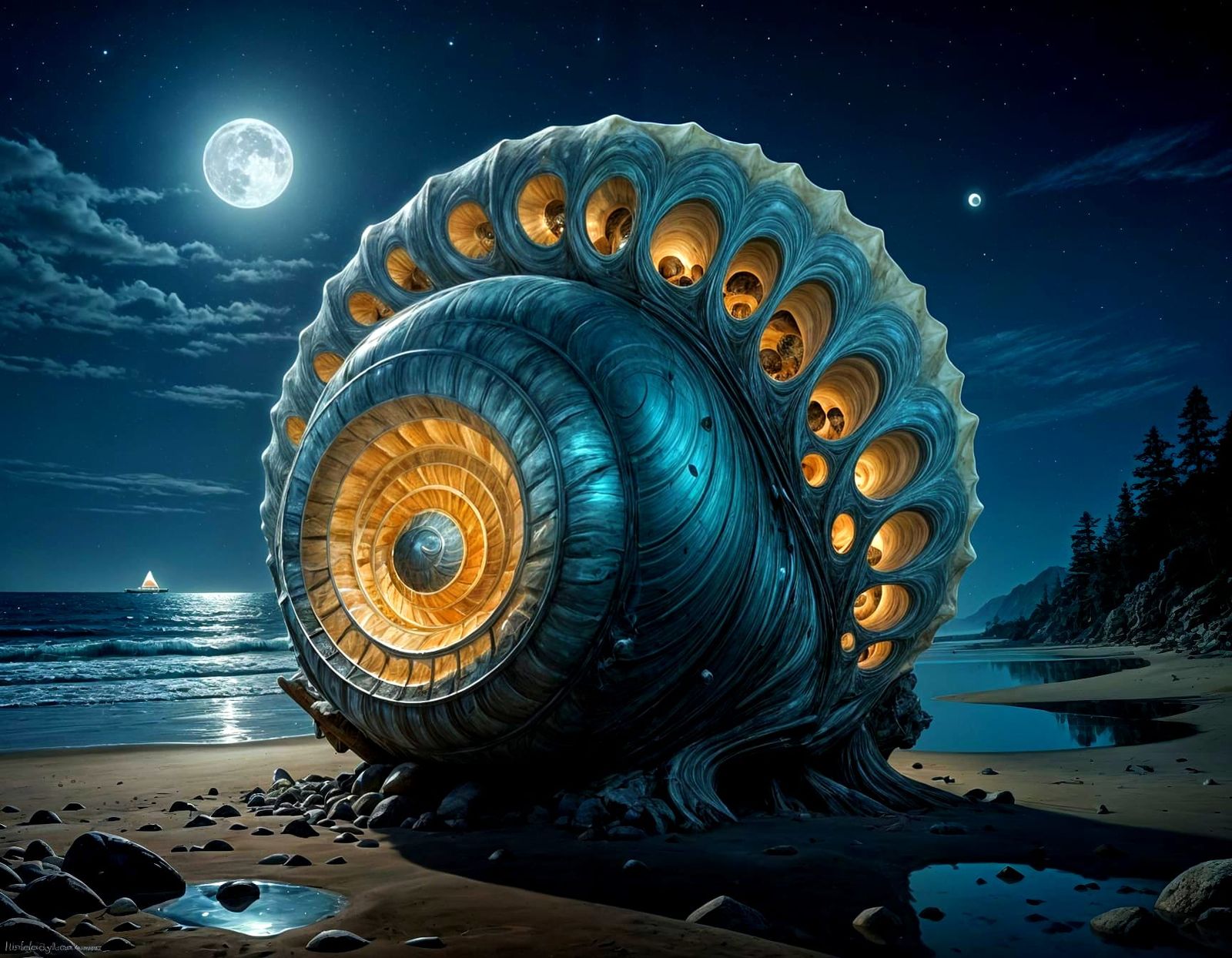 fractals in nature - Surreal Seashell Landscape in Hyperreal...