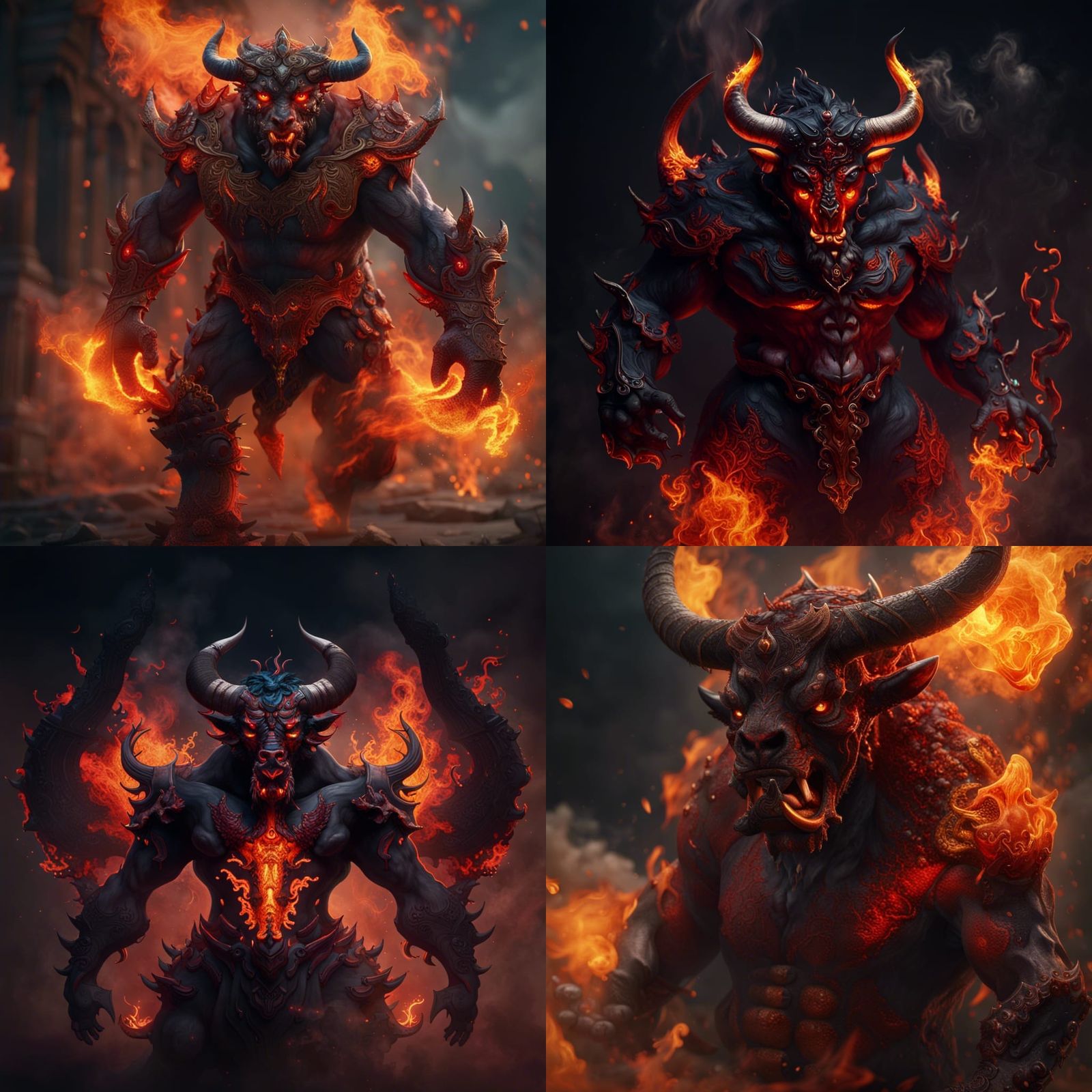 Fiery bull demon, body partially smoke - AI Generated Artwork ...