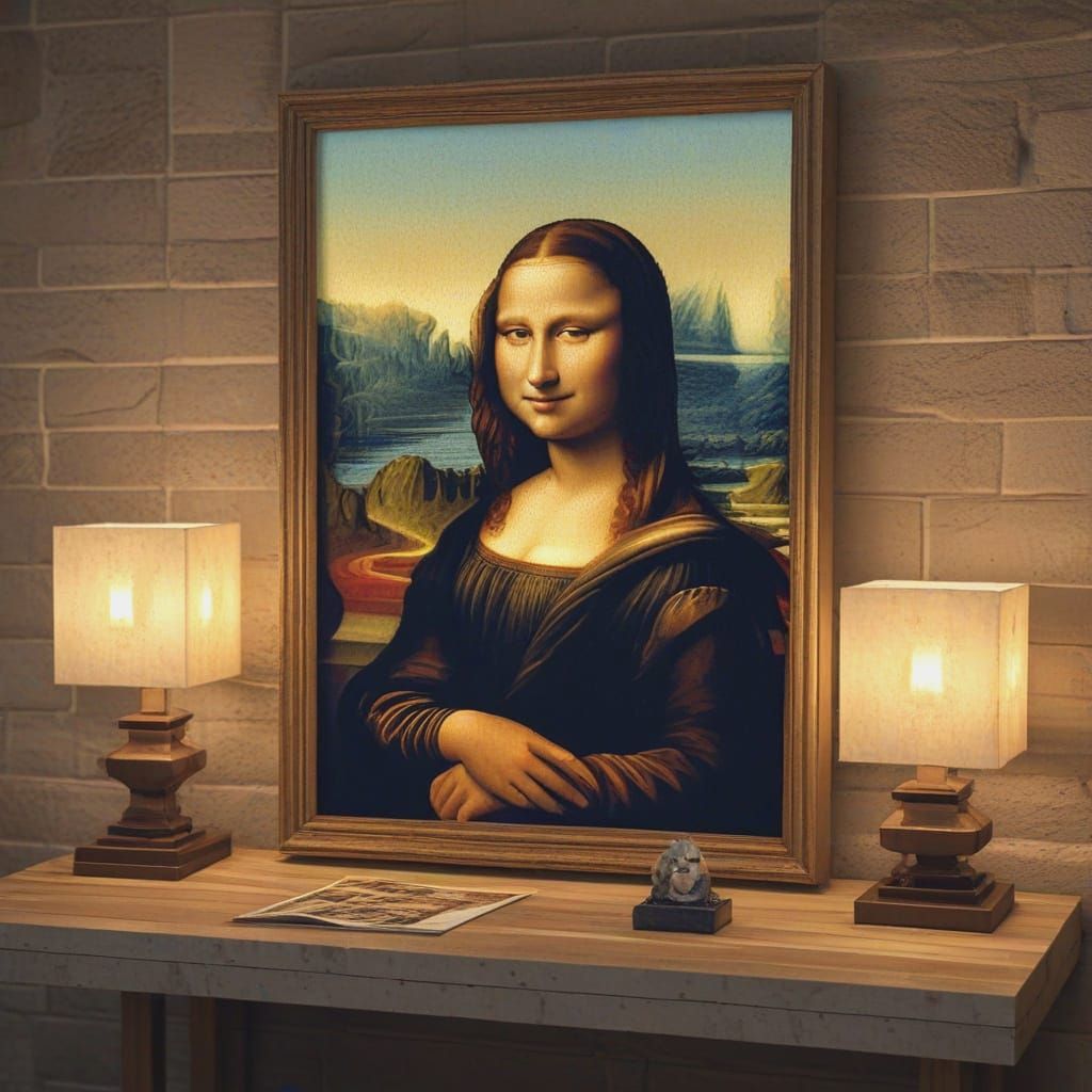 Minecraft Mona Lisa Portrait in Oil Painting Style - AI Art
