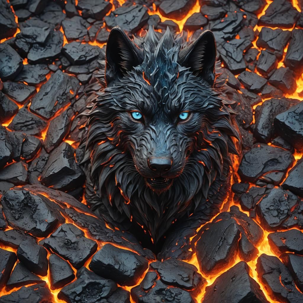 Close-up of the most of lava Wolf - AI Generated Artwork - NightCafe ...