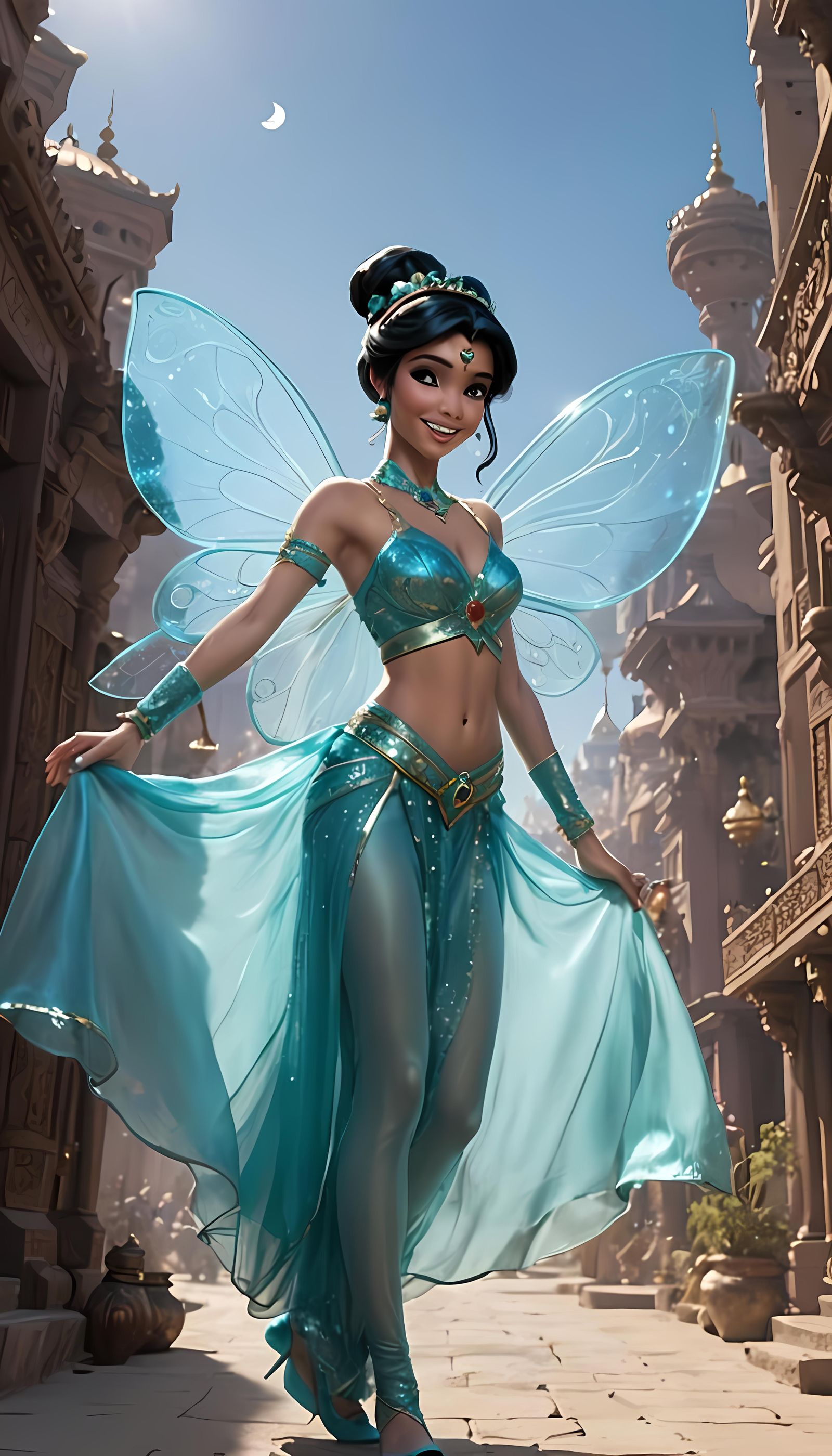 Tinker Bell as Princess Jasmine from Disney's Aladdin - AI Generated Artwork - NightCafe Creator