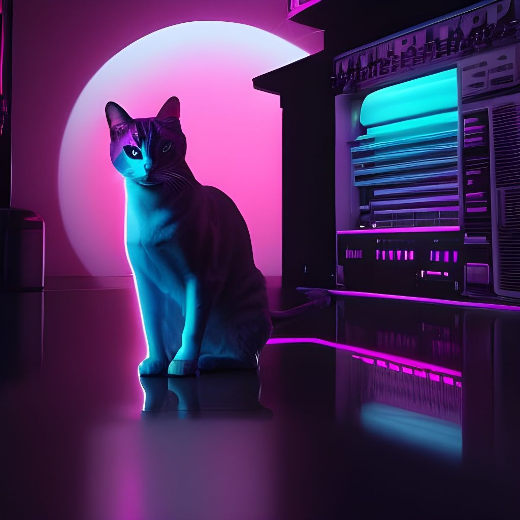Neon kitty night cap - AI Generated Artwork - NightCafe Creator
