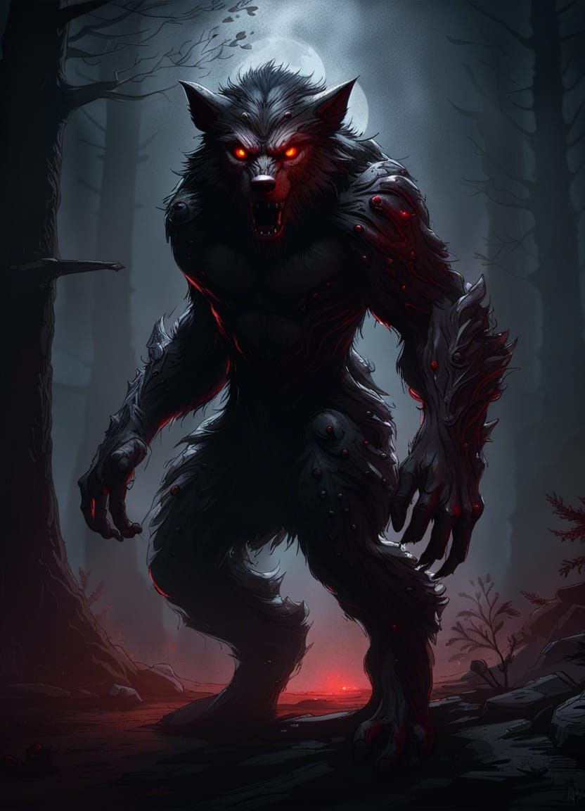 Werewolf with red eyes 2 - AI Generated Artwork - NightCafe Creator