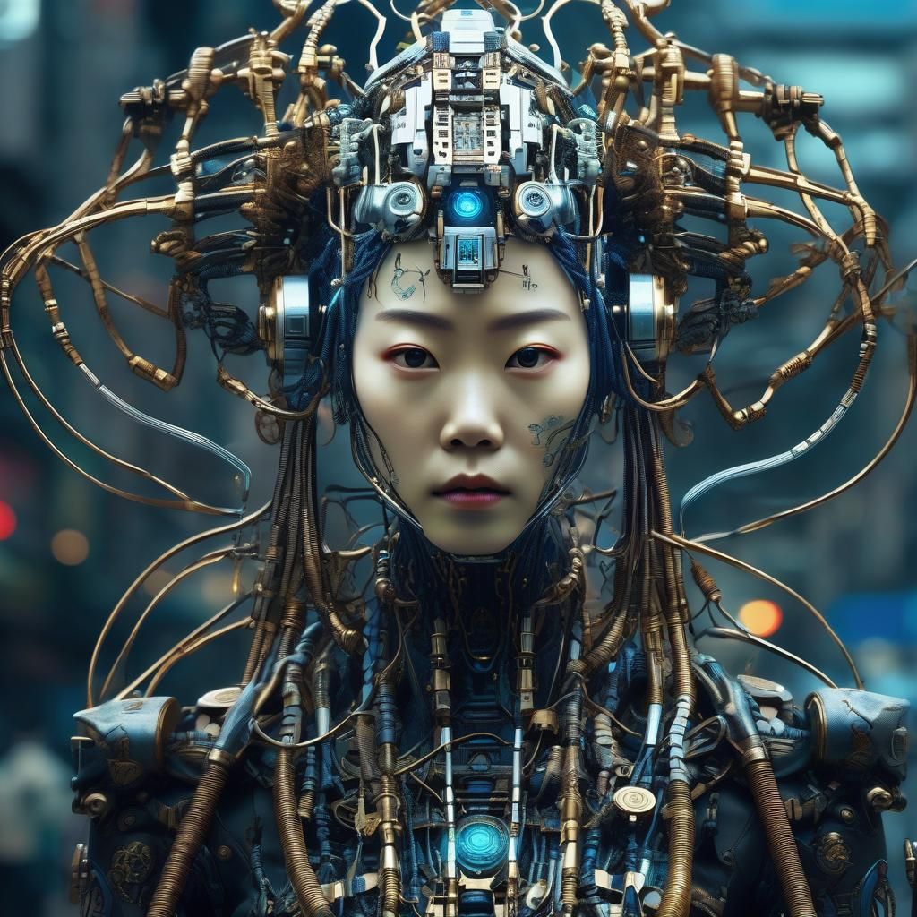 A connected cyborg woman - AI Generated Artwork - NightCafe Creator