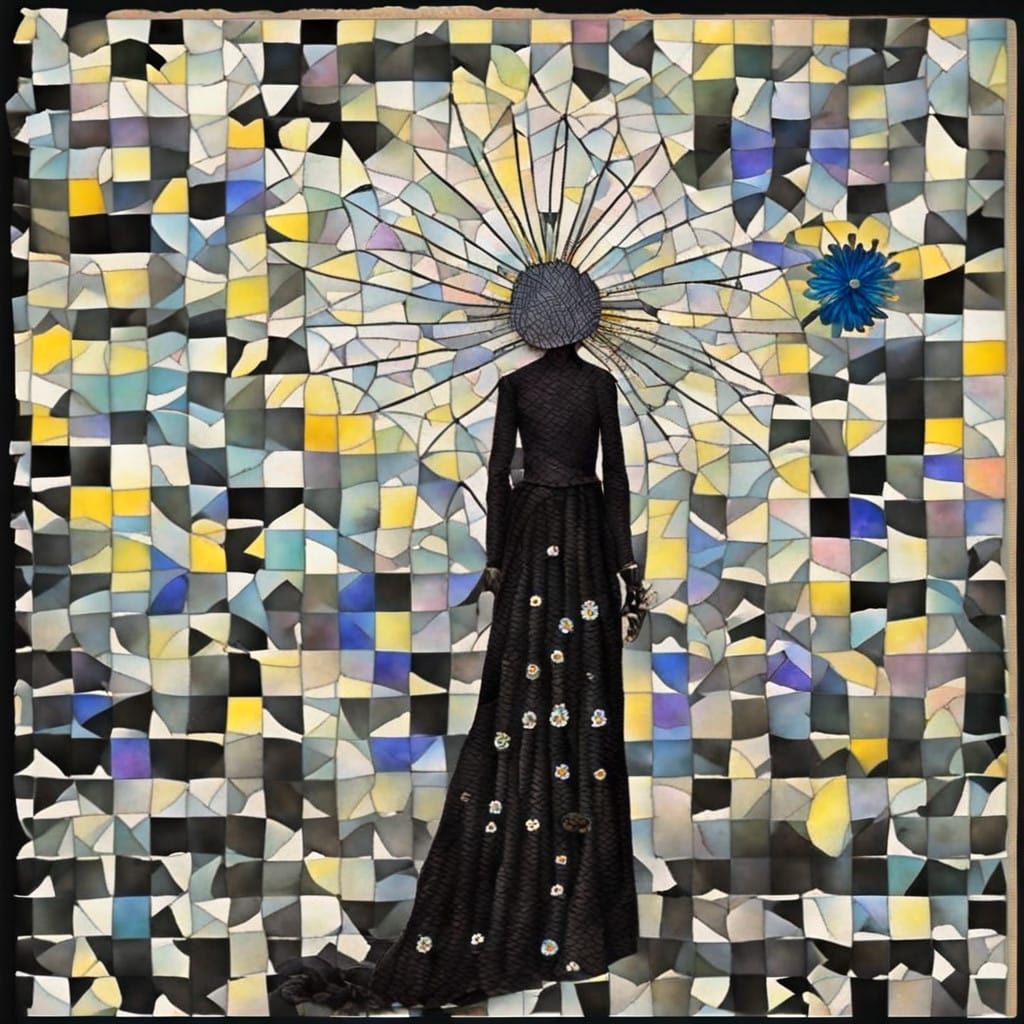 Surreal Dandelion Queen in Patchwork Dress Makes W... - AI Art