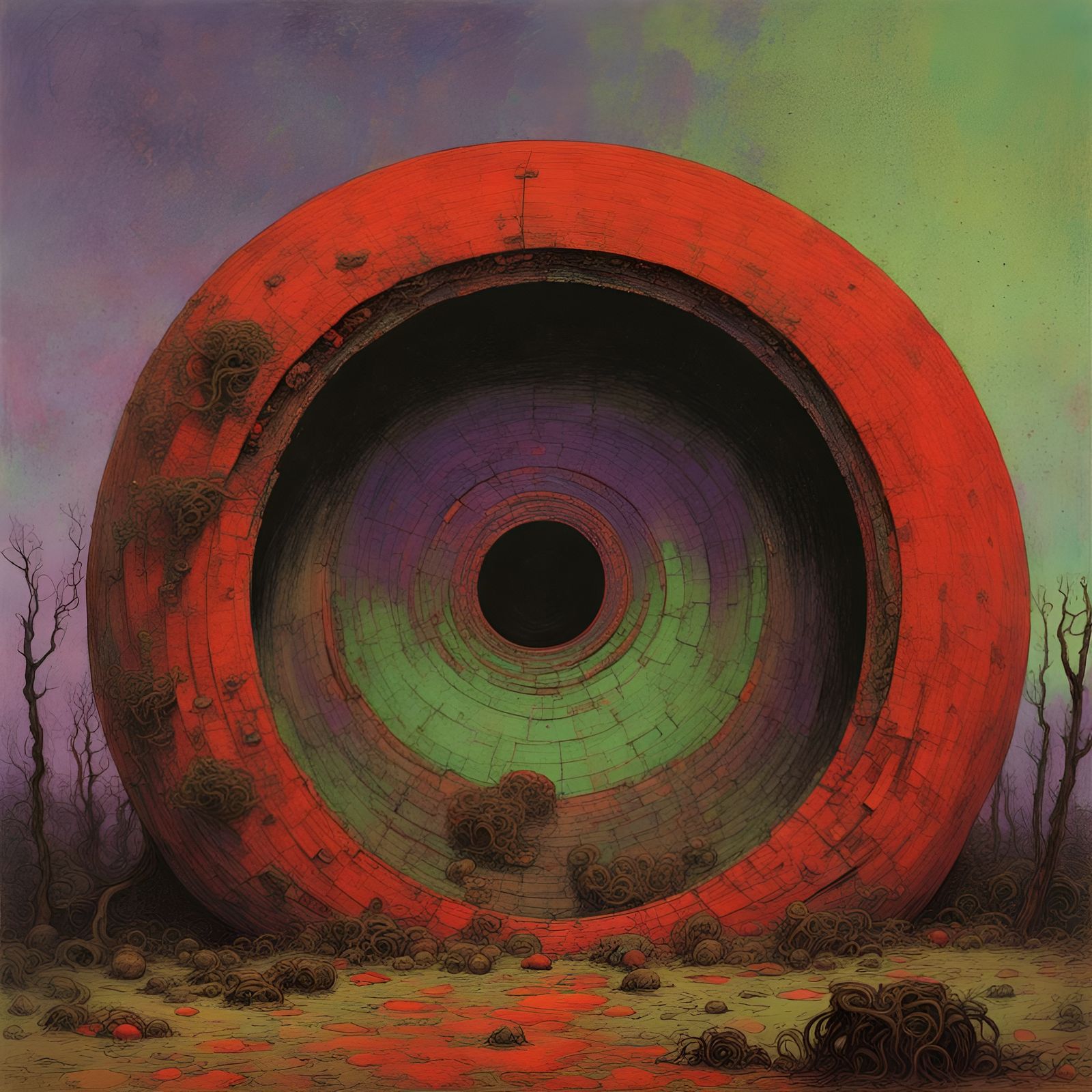 Uzumaki , purple, red, black, green, 8k resolution post-apocalyptic ...