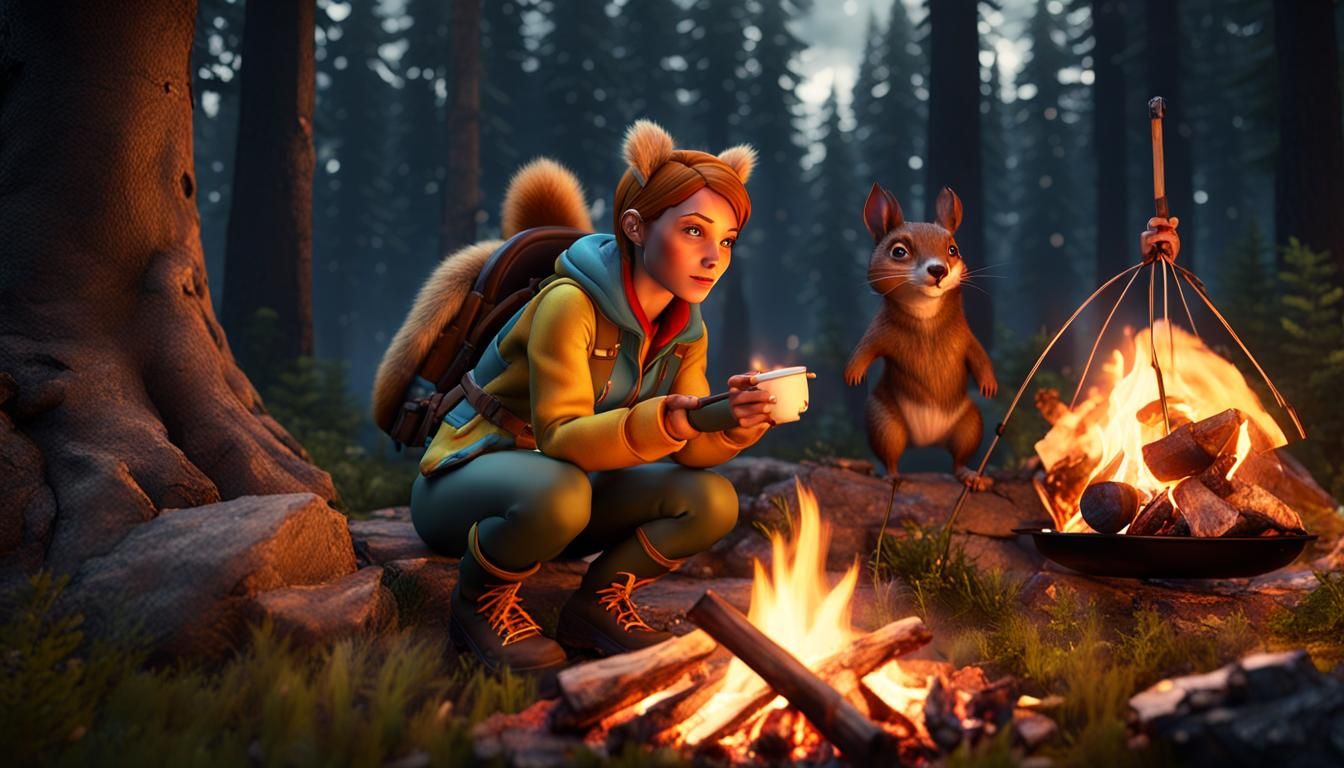 Marvel comics Squirrel Girl on Vacation Camping in the deep woods near ...