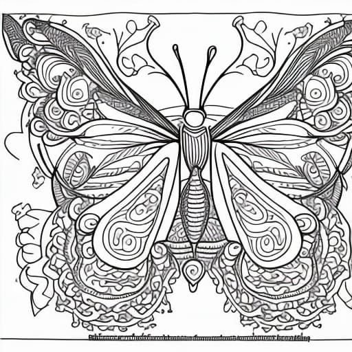 uncolored coloring book page, butterfly - AI Generated Artwork ...