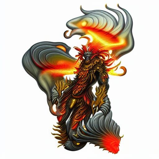 realistic art of an abstract magma fire elemental gold and gemstone ...