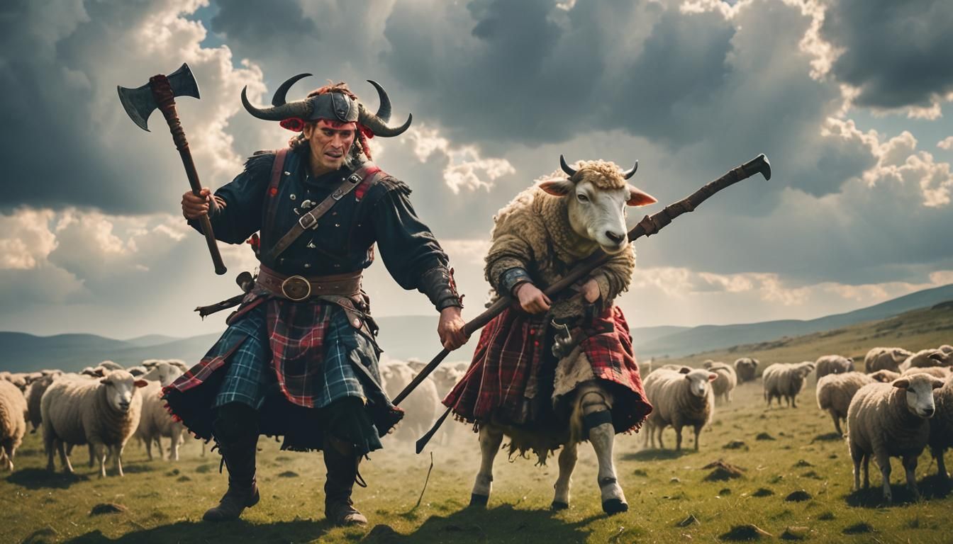 a highlander in a strange hat - AI Generated Artwork - NightCafe Creator