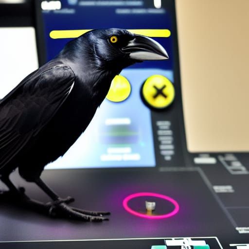 a crow manning a turbo-laser control panel - AI Generated Artwork ...