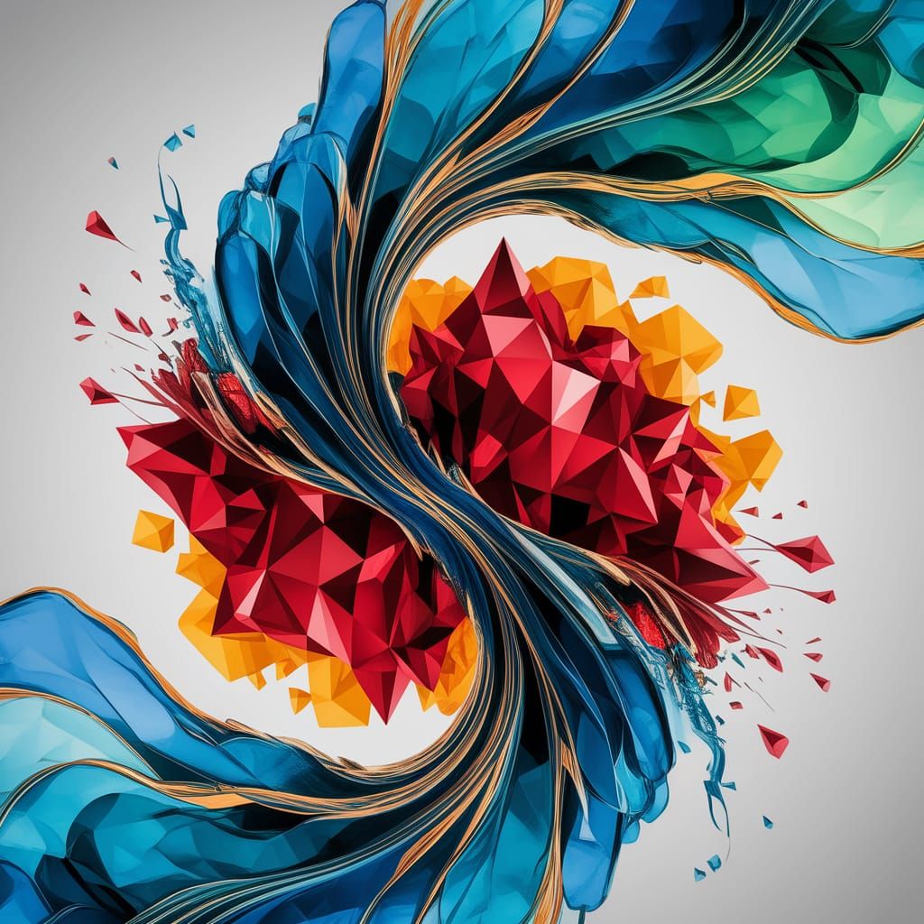 Elegant Geometric Patterns in Vibrant Colors, Abst... - AI Art