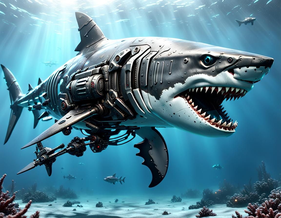 Cyborg shark - AI Generated Artwork - NightCafe Creator