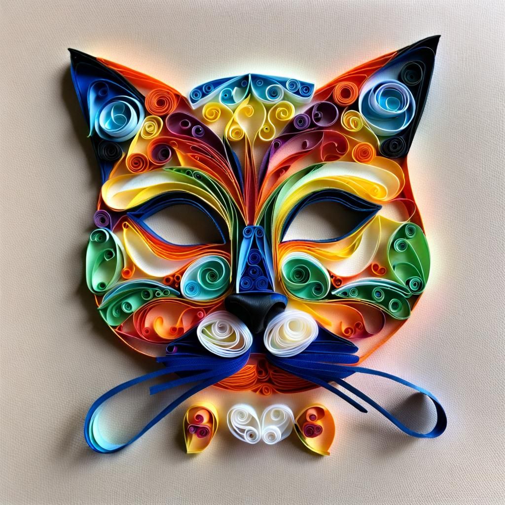 A cat-face mask; quilling - AI Generated Artwork - NightCafe Creator