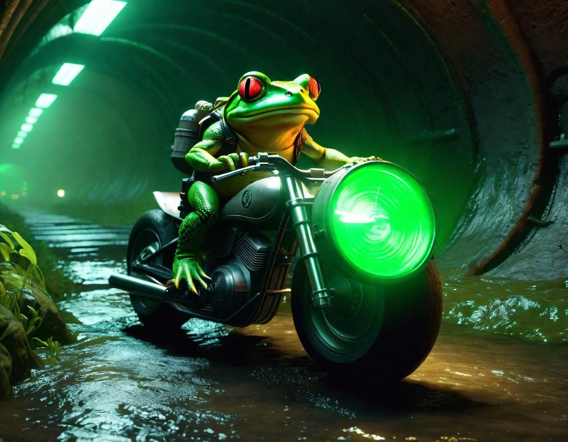 Frog Sewer Biker - AI Generated Artwork - NightCafe Creator