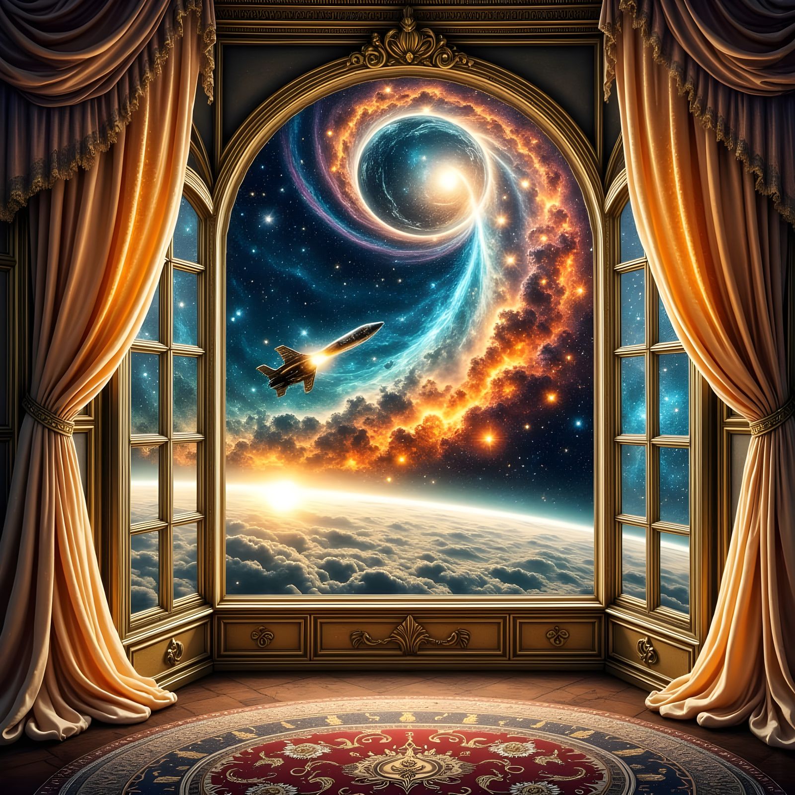 A room with a view - Ethereal Window to Cosmic Wonders