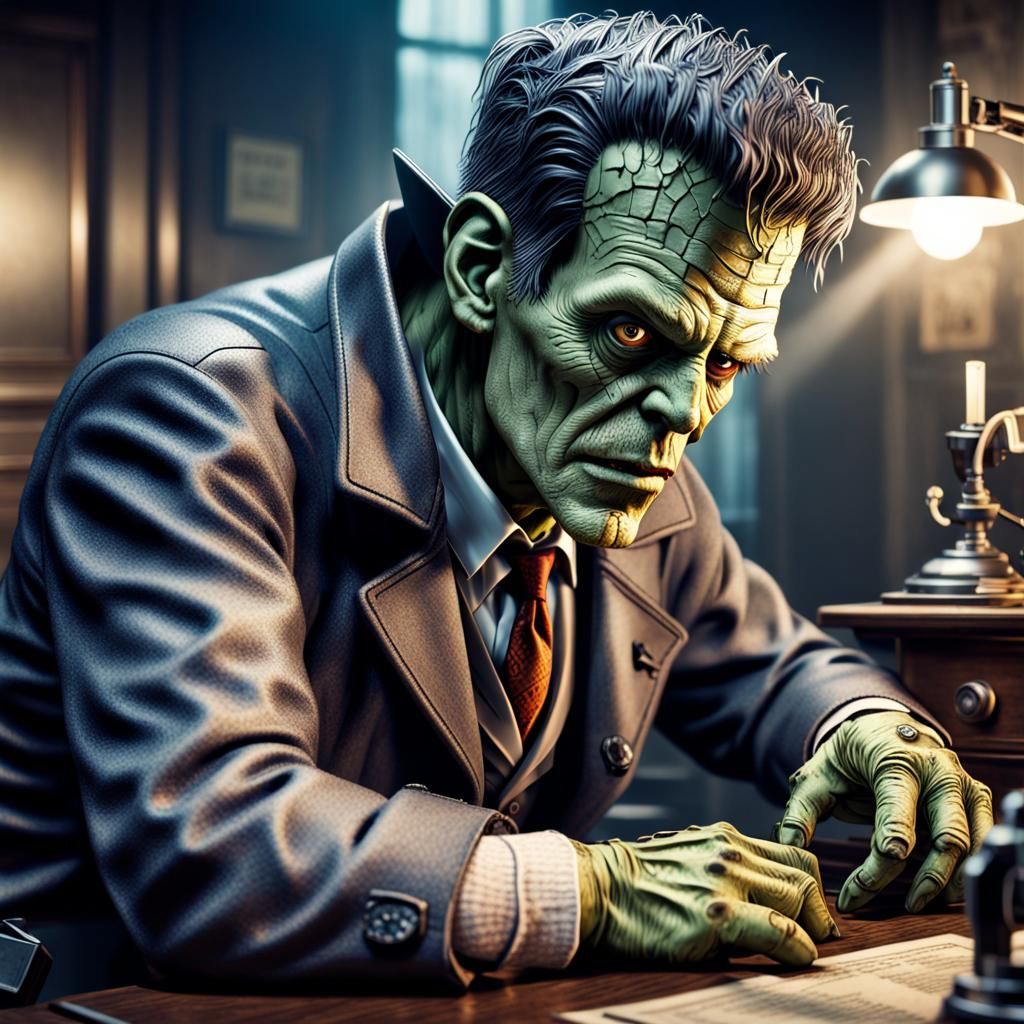 Detective Frankenstein - AI Generated Artwork - NightCafe Creator
