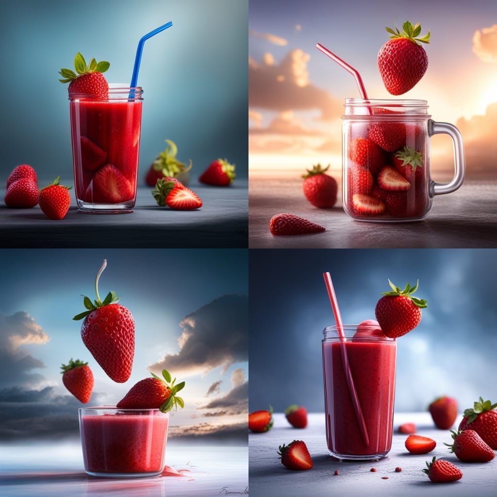 Refreshing Strawberry Drinks - AI Generated Artwork - NightCafe Creator