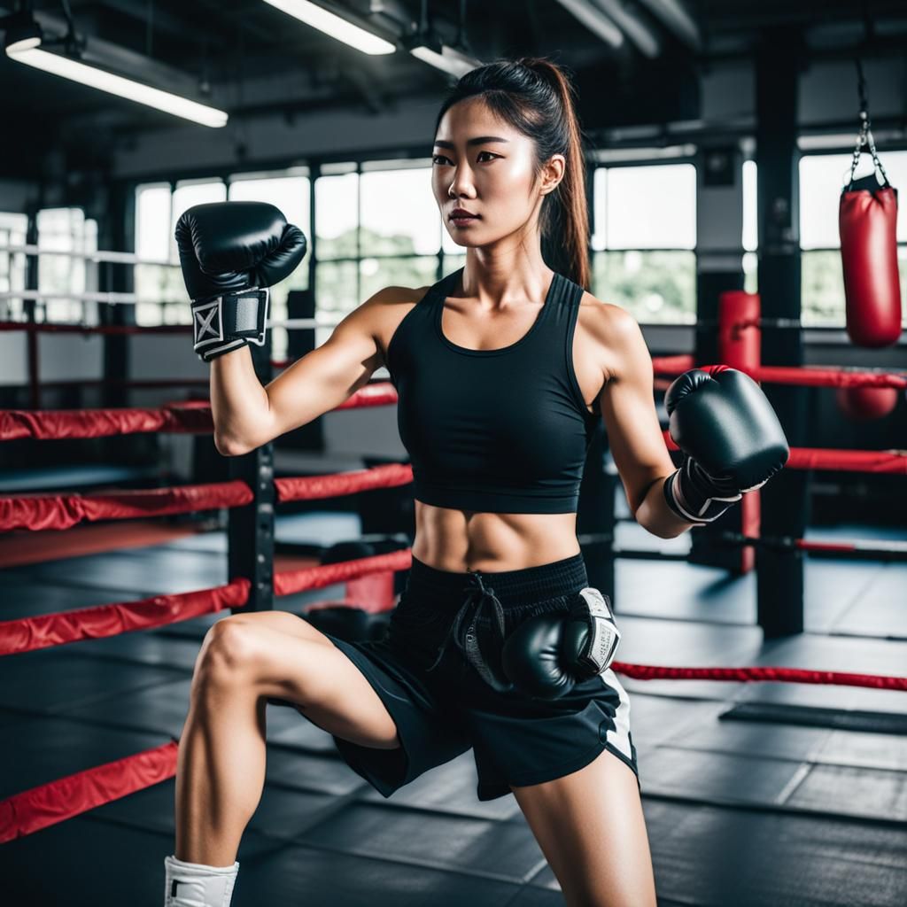 Boxing Woman prepare to trianing session and kickboxing,workout at thai ...