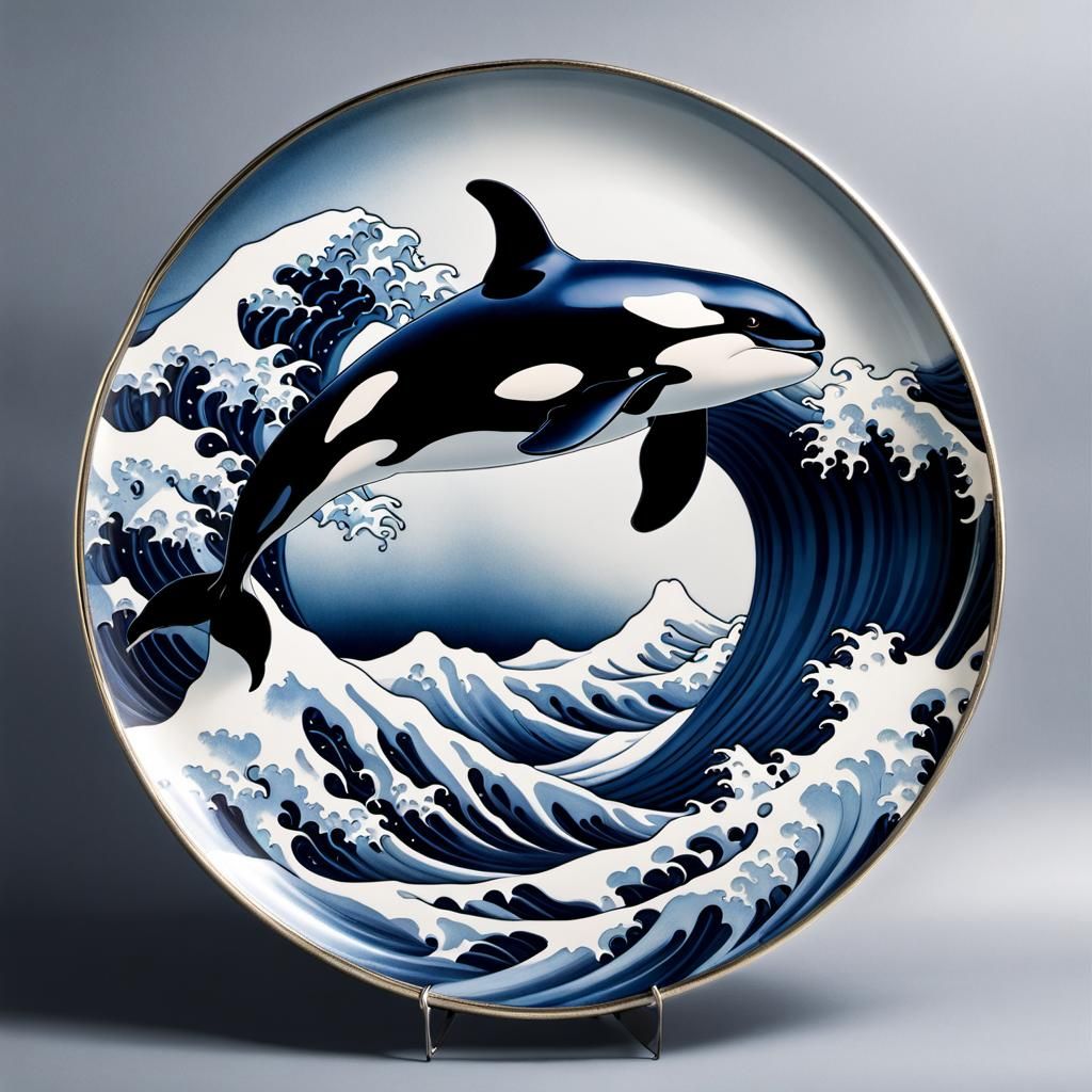 Orca Plate of Kanagawa - AI Generated Artwork - NightCafe Creator