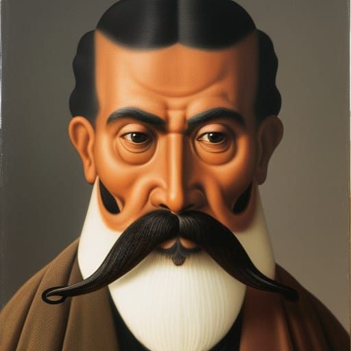 Portrait Humanoid with handlebar mustache made of skulls, highly ...