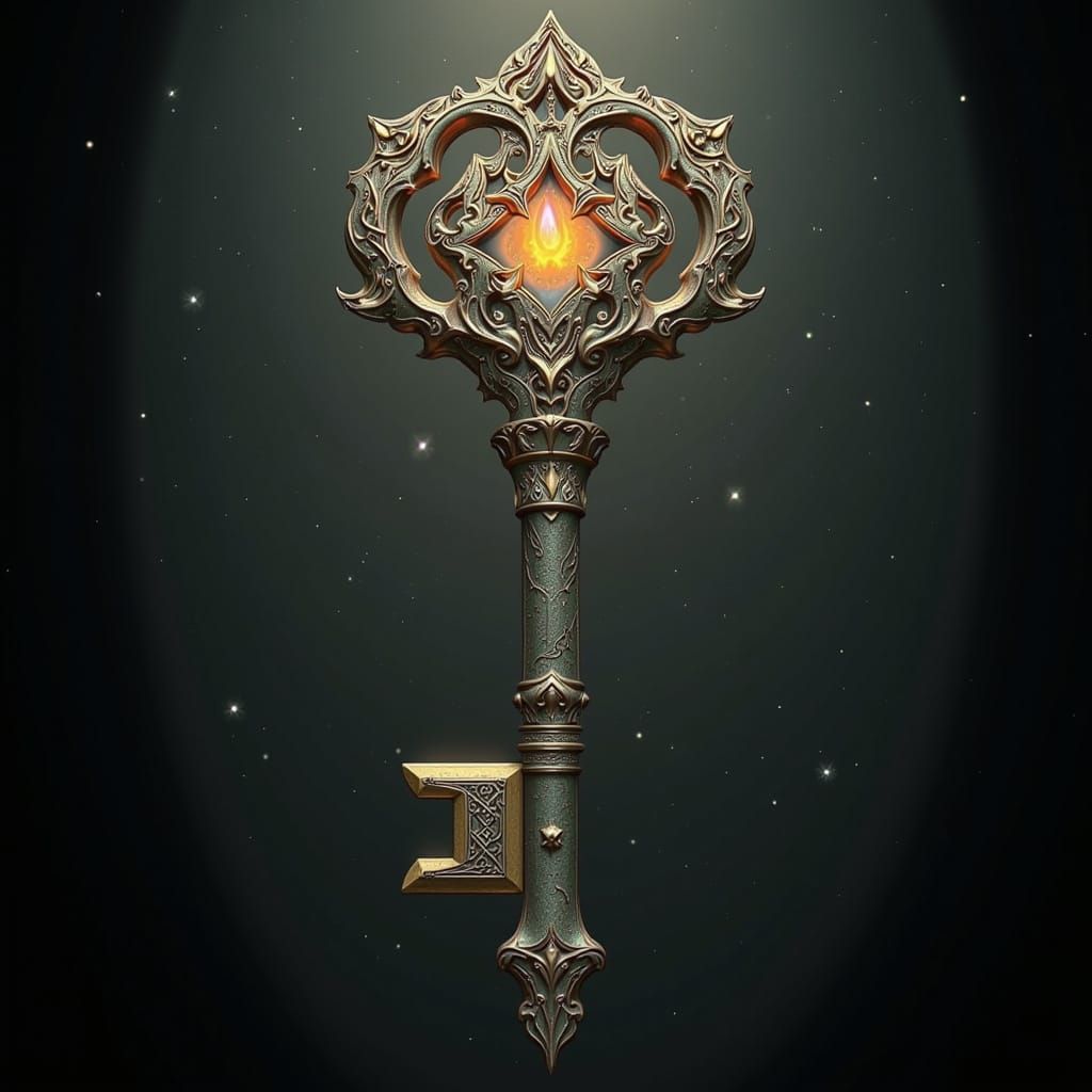 Dragon-Bone Key in Ethereal Glow - AI Art
