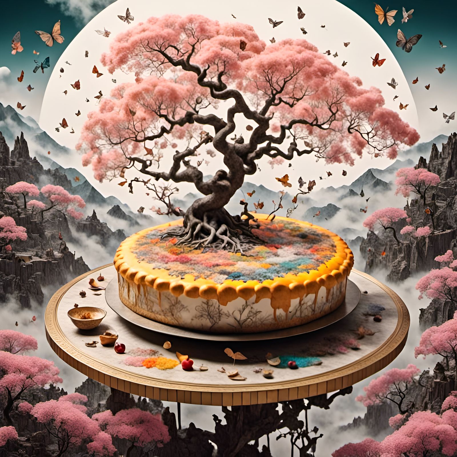 Ancient Chinese painting of a pie. Accurate. clear , steam rising ...