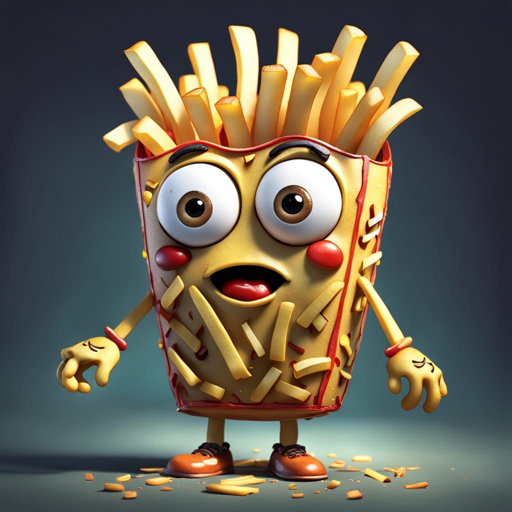 Surreal Caricature of Sad Fries in Volumetric Ligh... - AI Art
