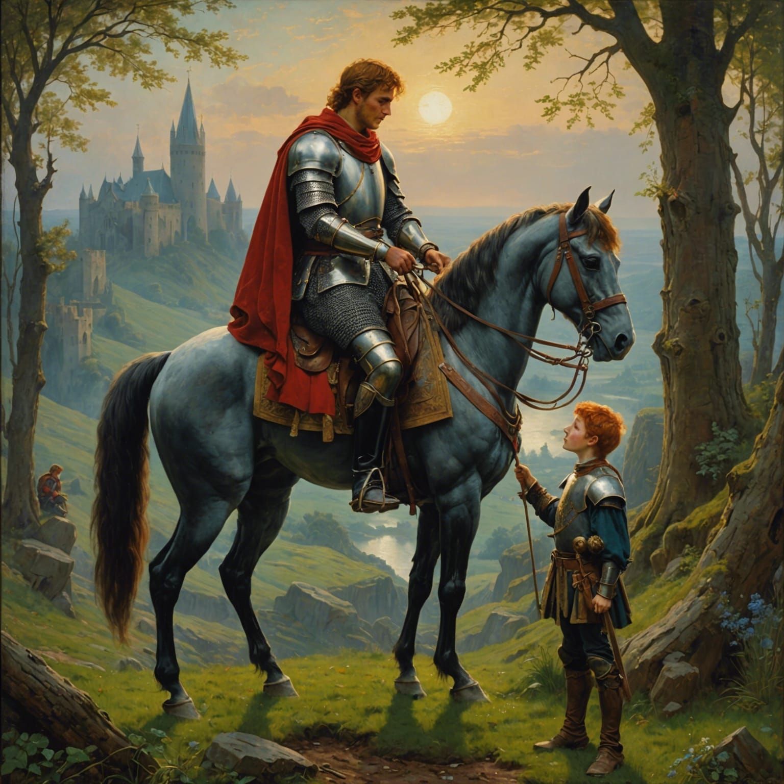 Knight with Squire - AI Generated Artwork - NightCafe Creator