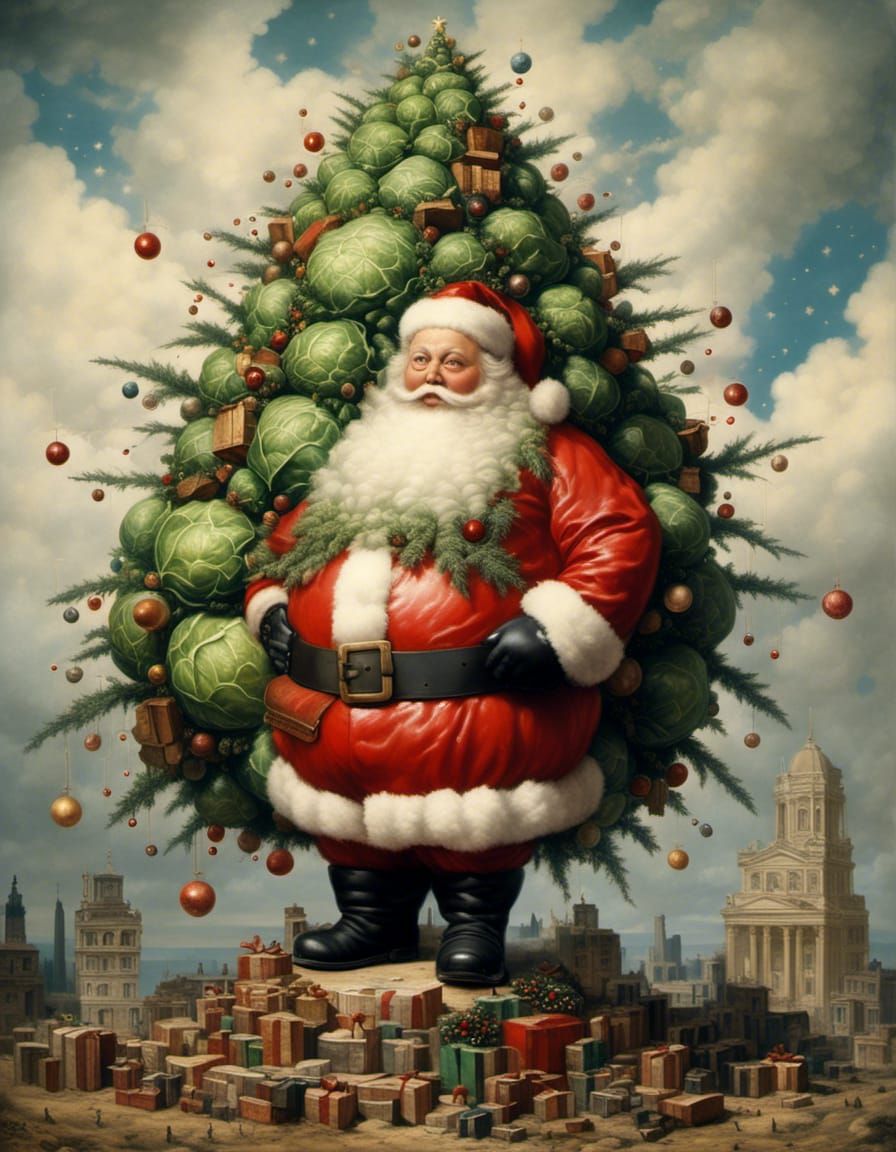 Portrait: "Santa Cabbage Claus Christmas Tree" - AI Generated Artwork ...