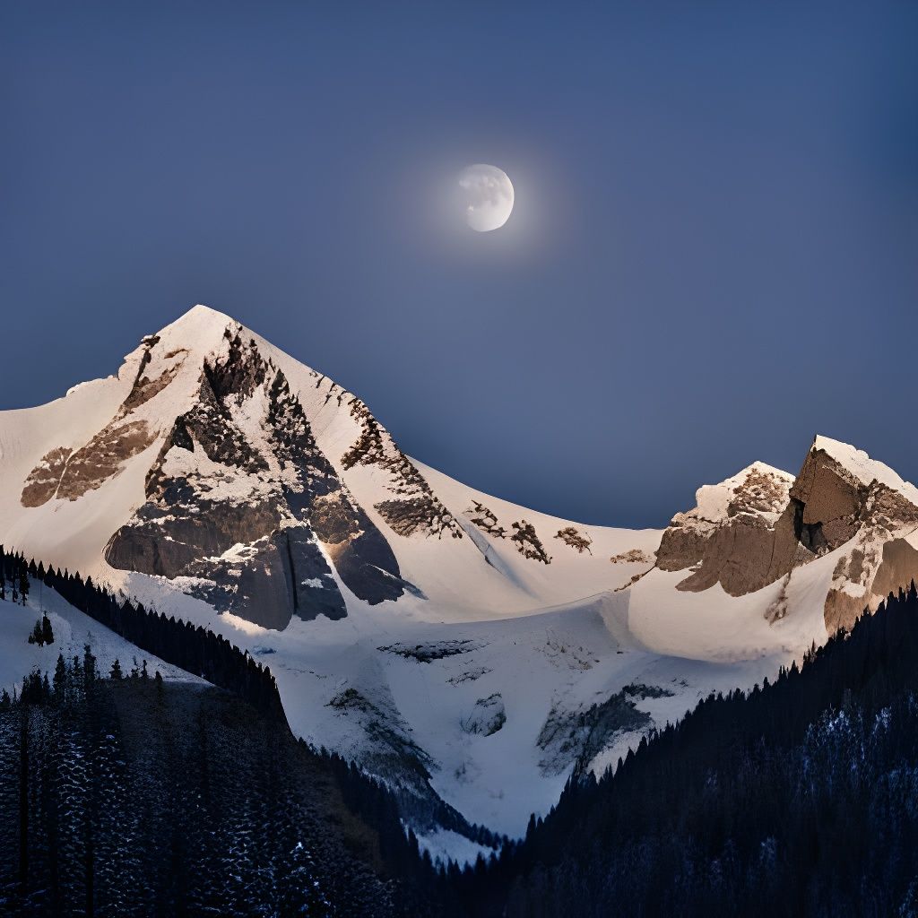 MoonGlow Against The Winterscape Below - AI Generated Artwork - NightCafe Creator