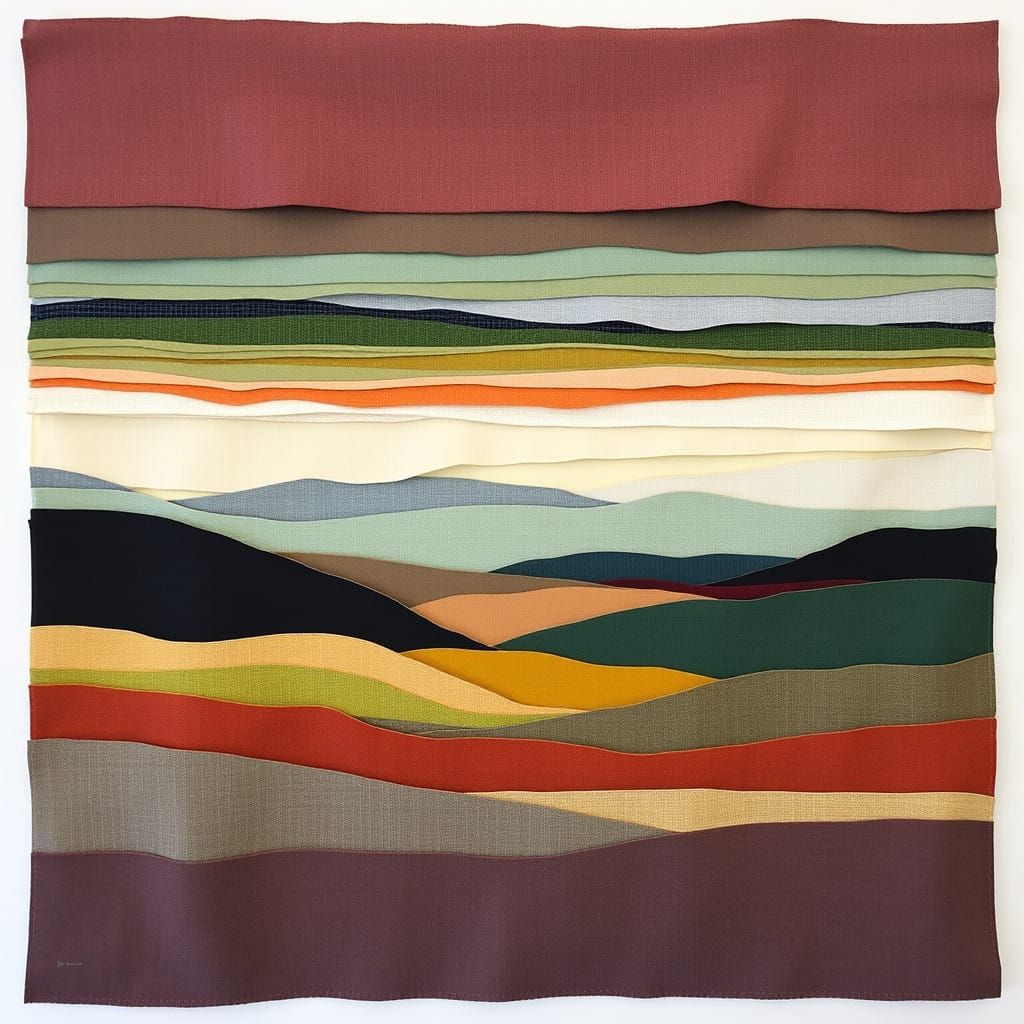 Surrealist Landscape in Layered Textile Style - AI Art