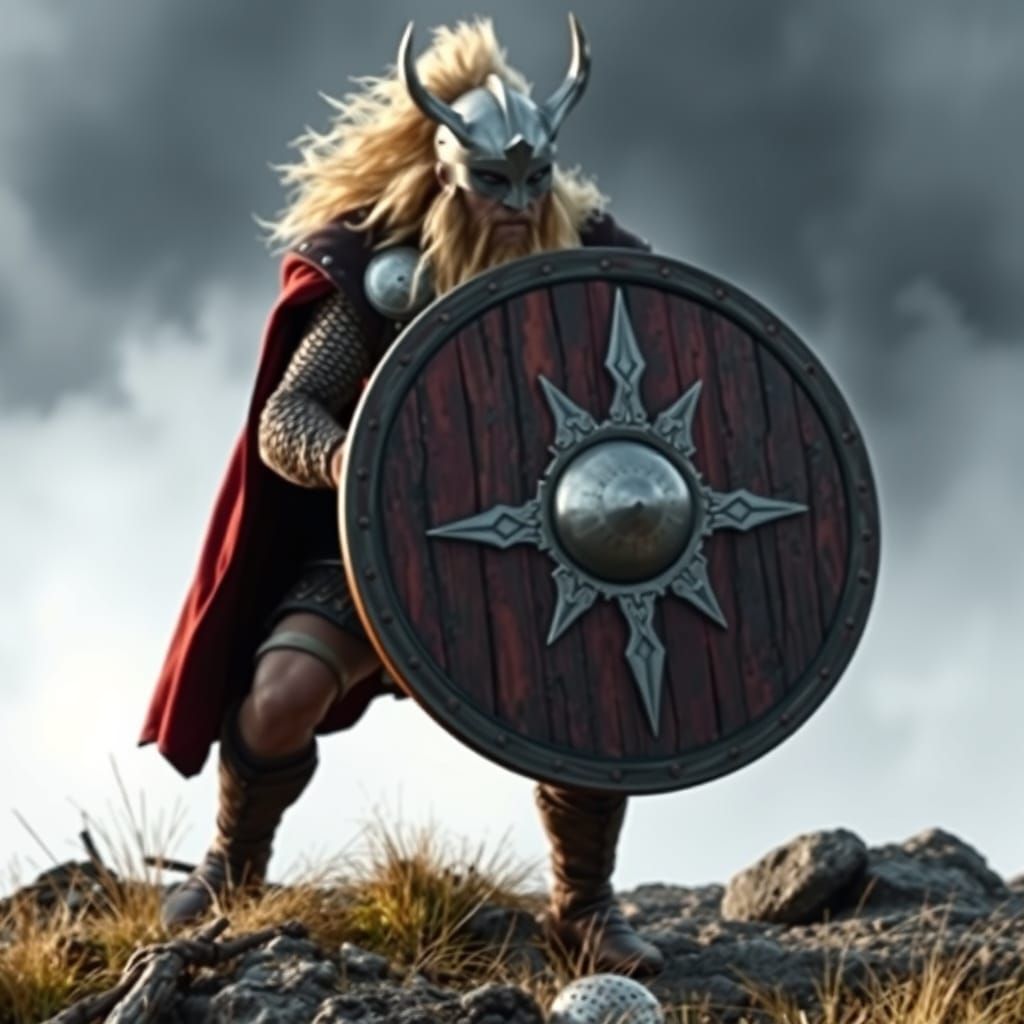 Viking God Thor's Shield in Mythological Art - AI Art