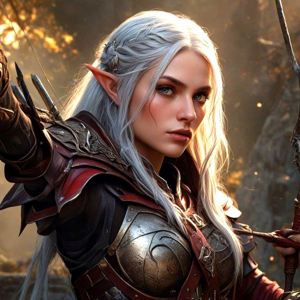 Female Elf Archer - Ethereal Elf Warrior in Dark Armor