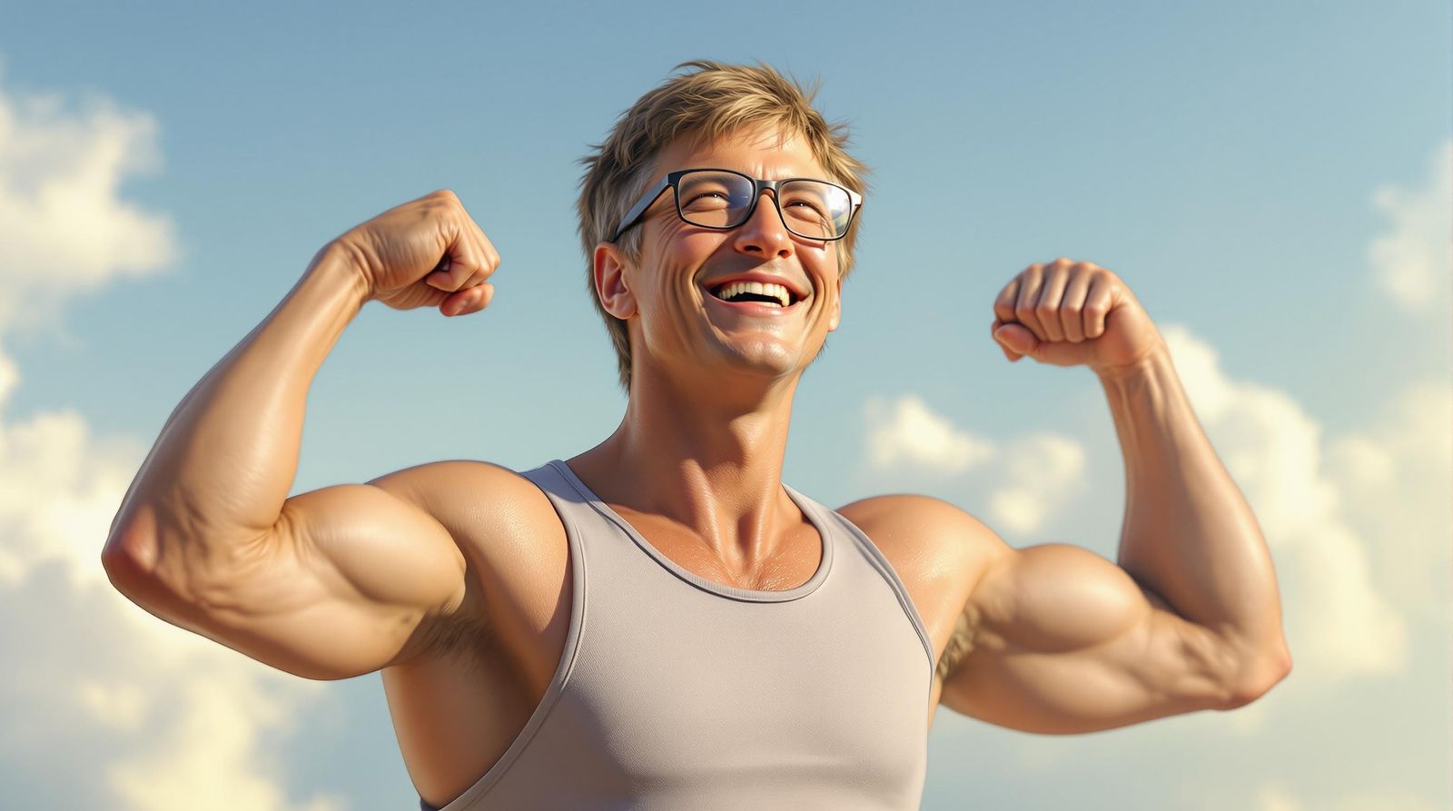 Microsoft? Nah, Microhard, bro. - Bill Gates as a Muscular F...