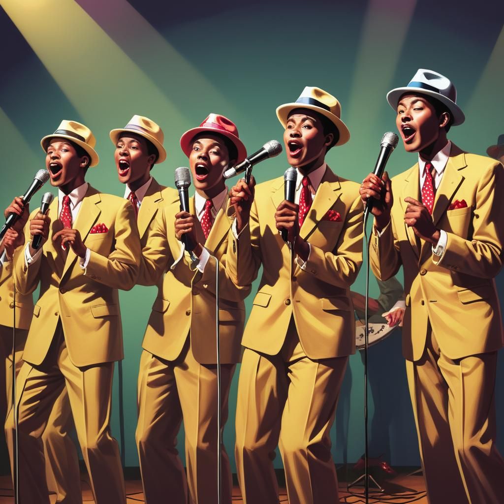 Retro Doo-Wop Group Singers in Vintage Comic Book ... - AI Art
