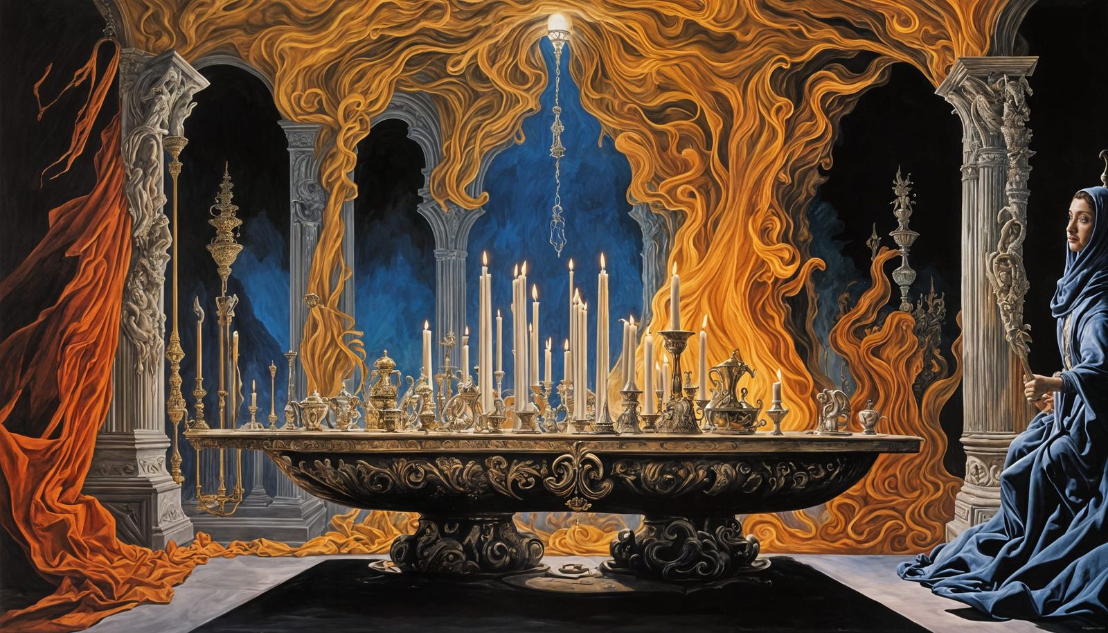 Medea makes her brew in her witches room.