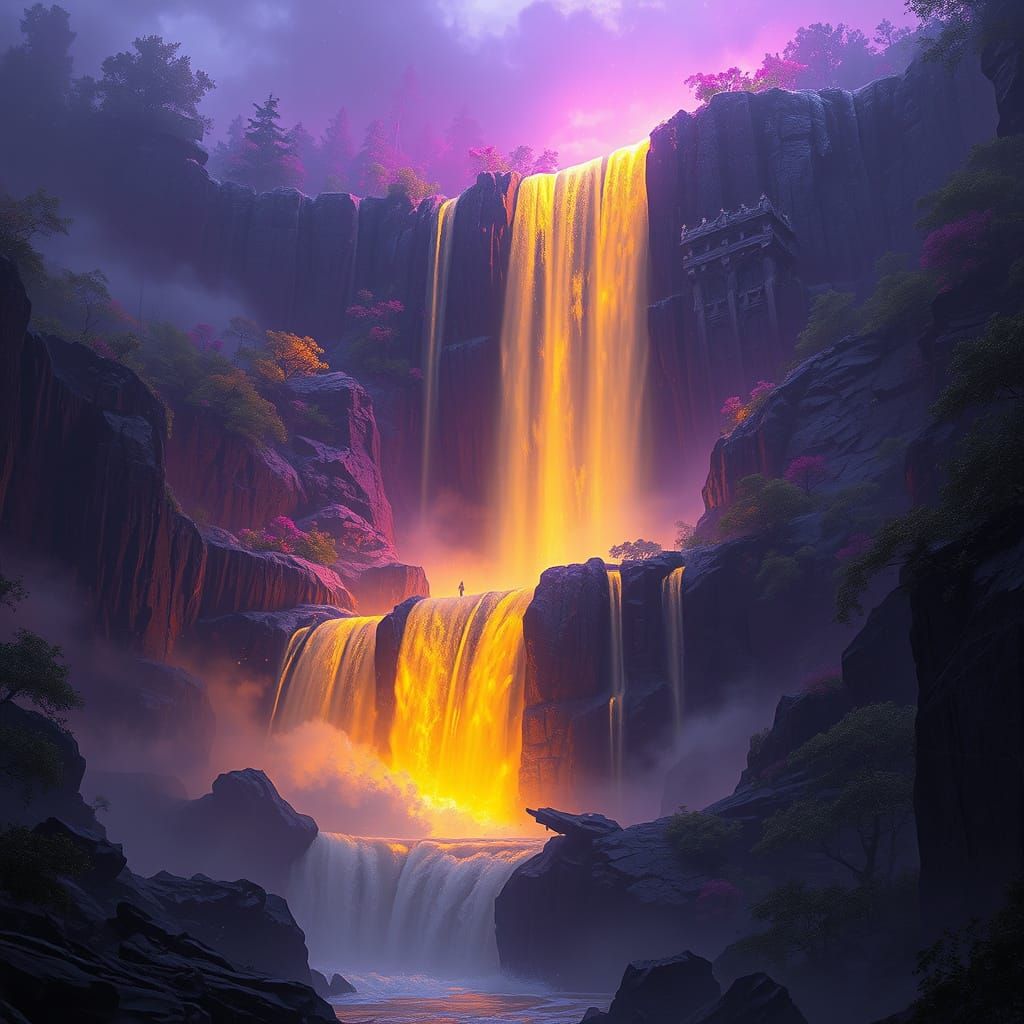 water fall - Ethereal Dark Fantasy Waterfall in Stunning 8K