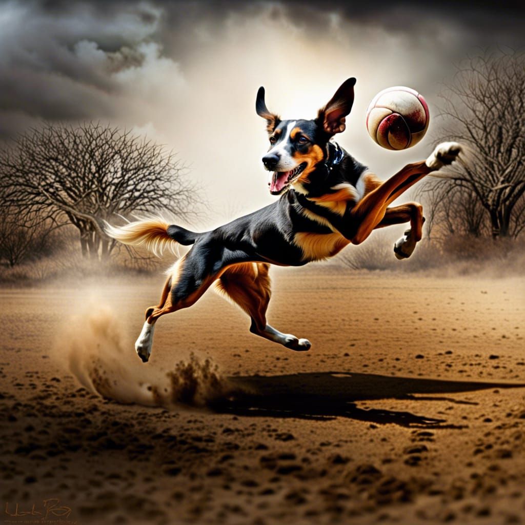 A dog playing ball (daily Challenge) - AI Generated Artwork - NightCafe ...