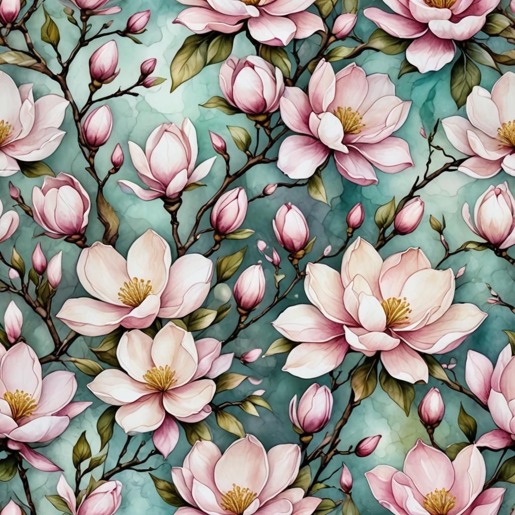Magnolia pattern - AI Generated Artwork - NightCafe Creator