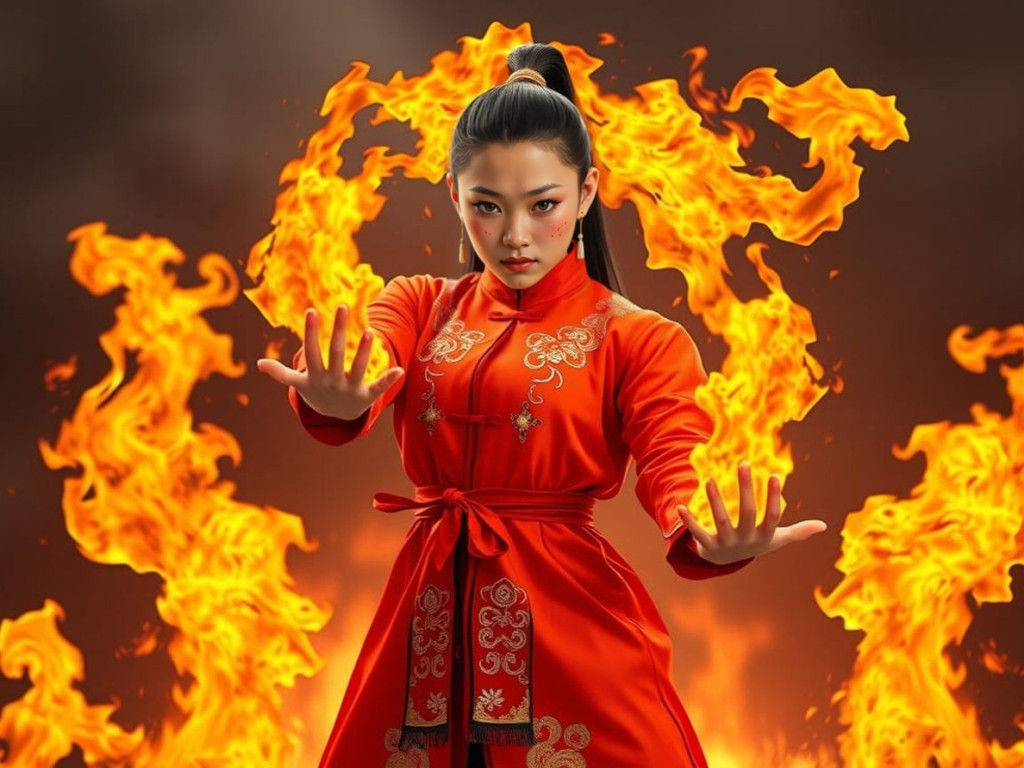 Fire Shaolin Bender - Mystical Shaolin Warrior Ignites Flame...