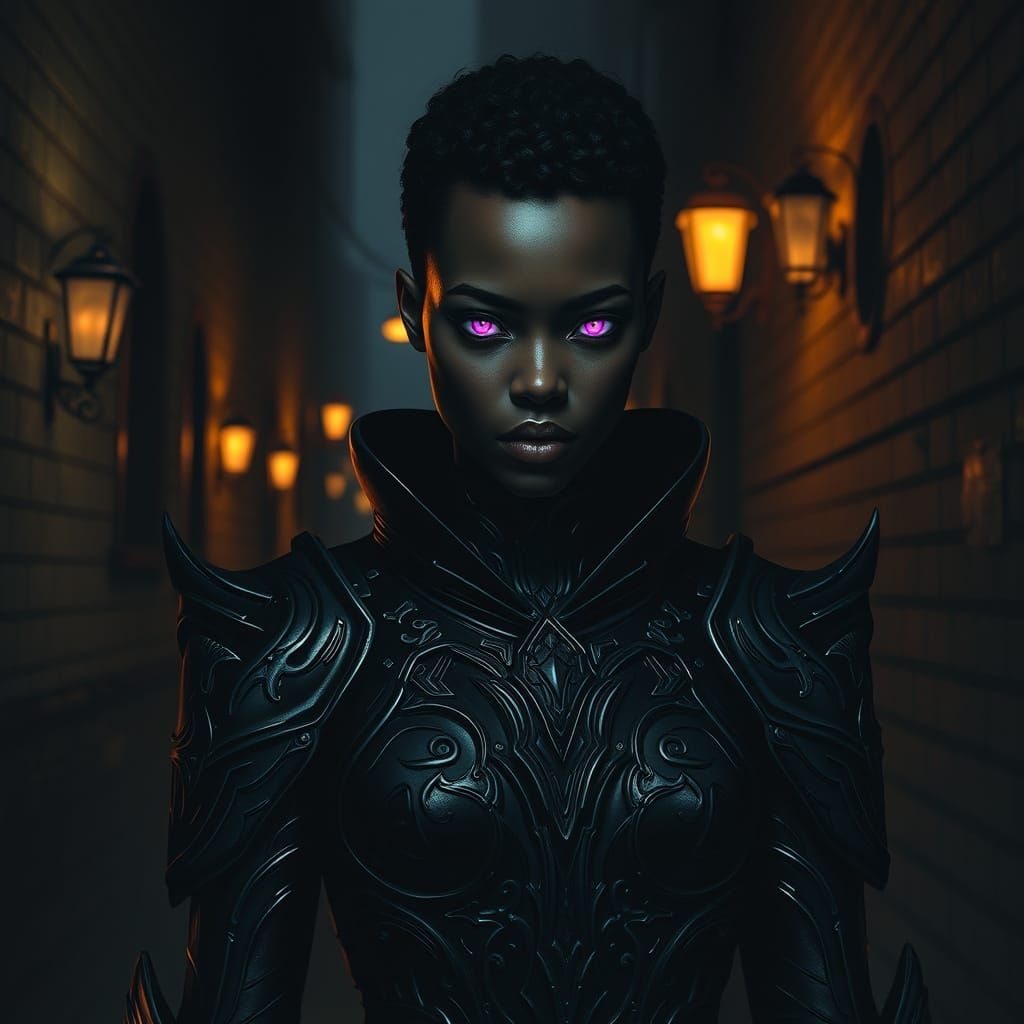 Dark African Shadow Warrior Merges with Midnight S... - AI Art
