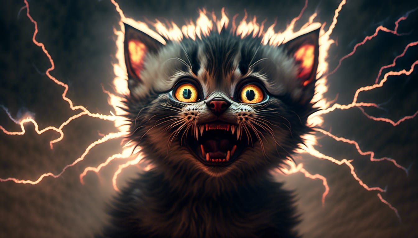 Photograph Portrait of a Beholder Kitten Teethy Eyeball-Monster ...