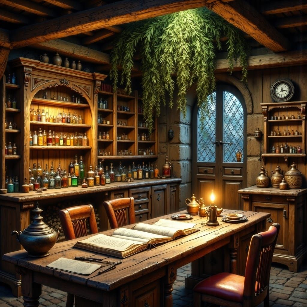 A Medieval Apothecary Filled with Ancient Potions ... - AI Art
