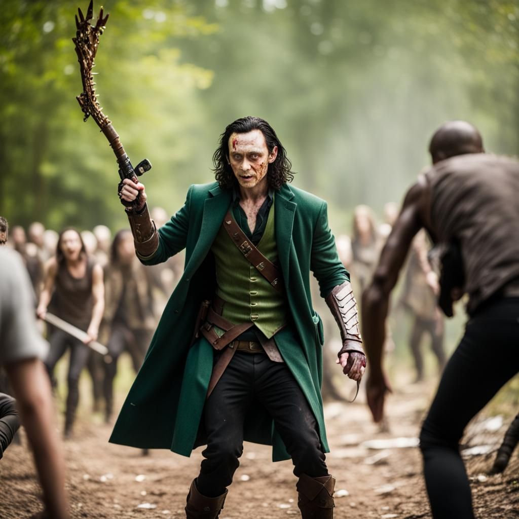 Loki fighting zombies in the walking dead universe - AI Generated ...