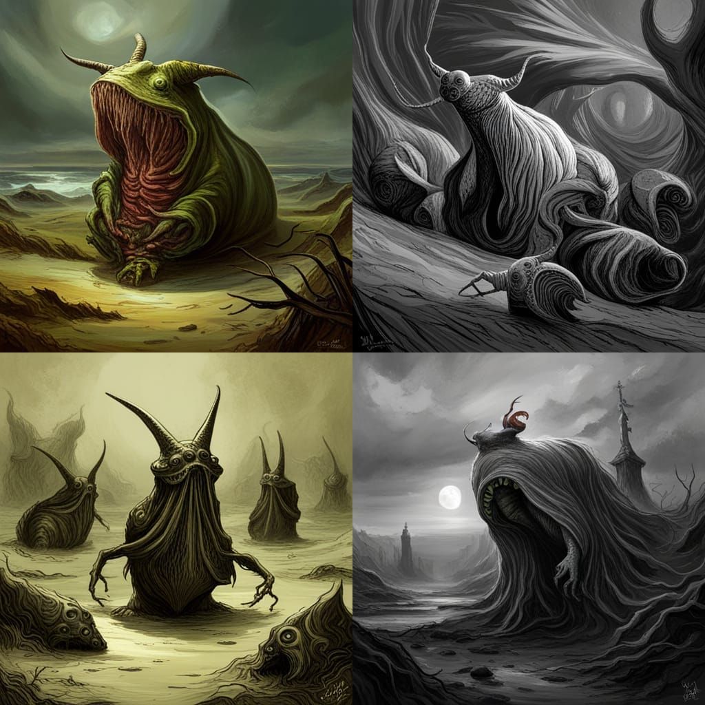 mutant snails horror Gustave Doré Greg Rutkowski - AI Generated Artwork ...